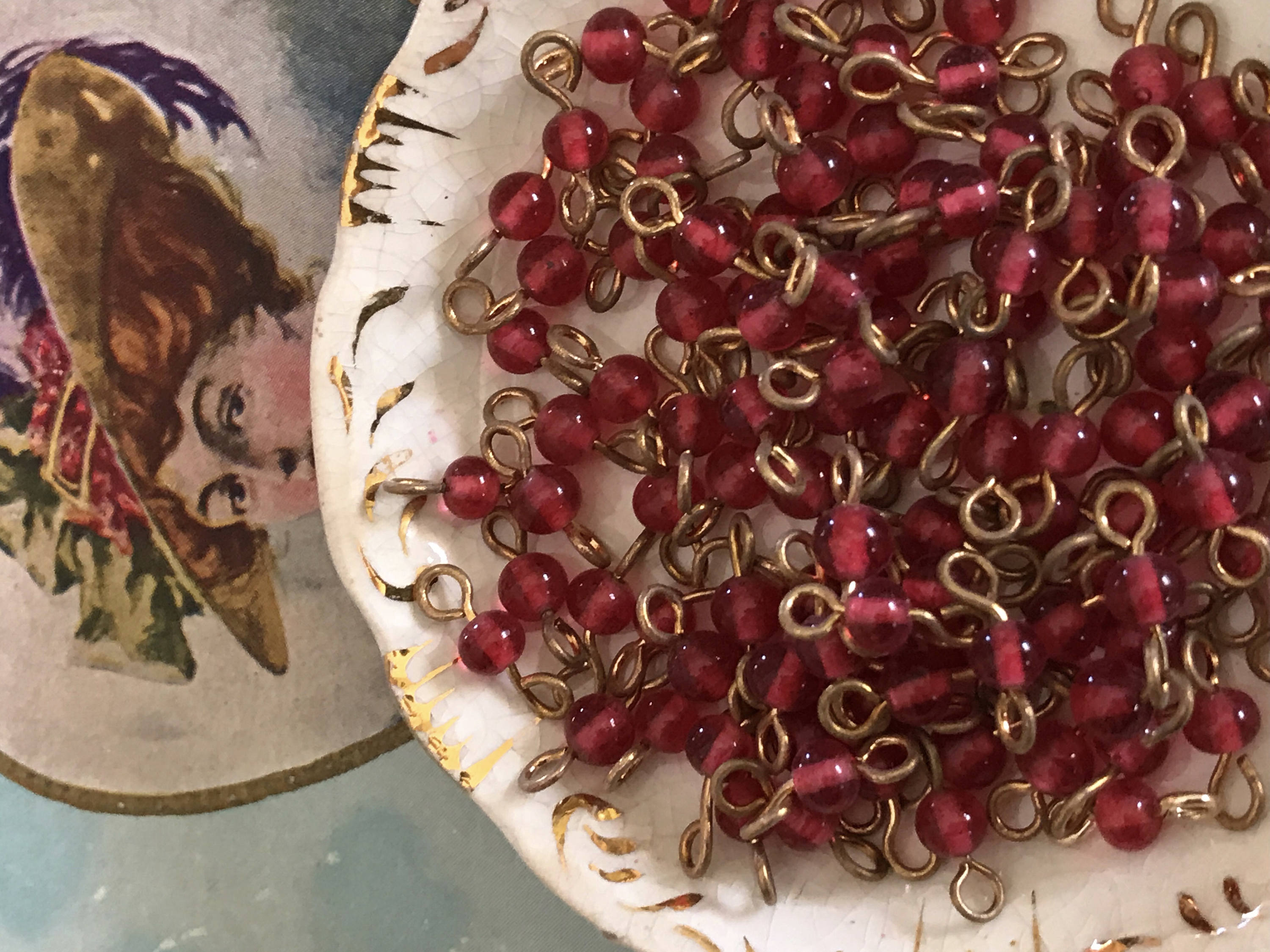 Vintage Glass Bead Connectors, Cranberry Connectors - Etsy