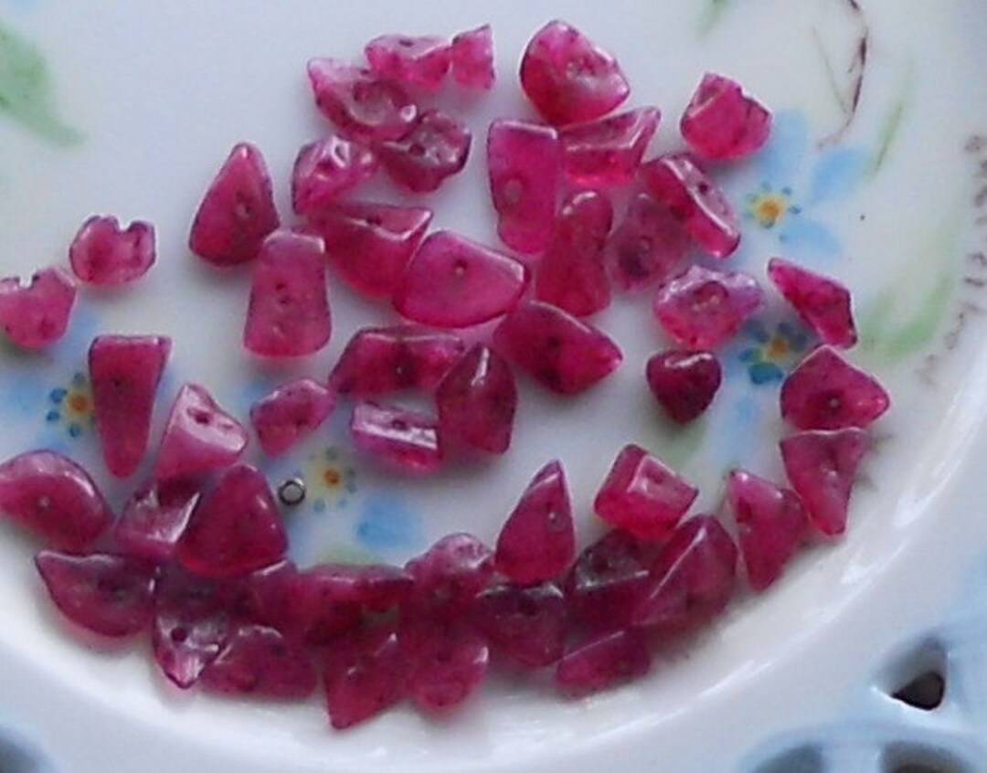 Vintage Glass Beads Chip Bead Pink Chips Fushia Pink Quality - Etsy