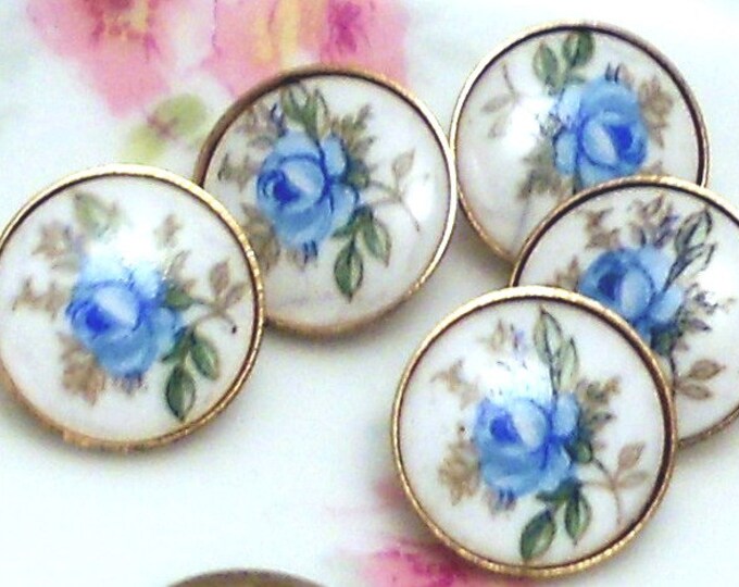 Vintage Glass Buttons, Japan Buttons, Limoges Buttons, Rose Button ...