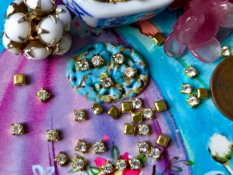 Vintage 3mm Square Rhinestones Set Rhinestones Vintage | Etsy