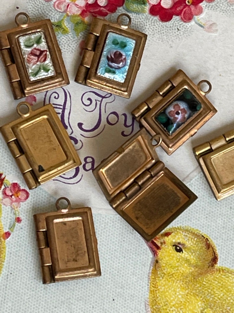 Guilloche Book Locket, Enamel Locket, Bible, Vintage Charms ...