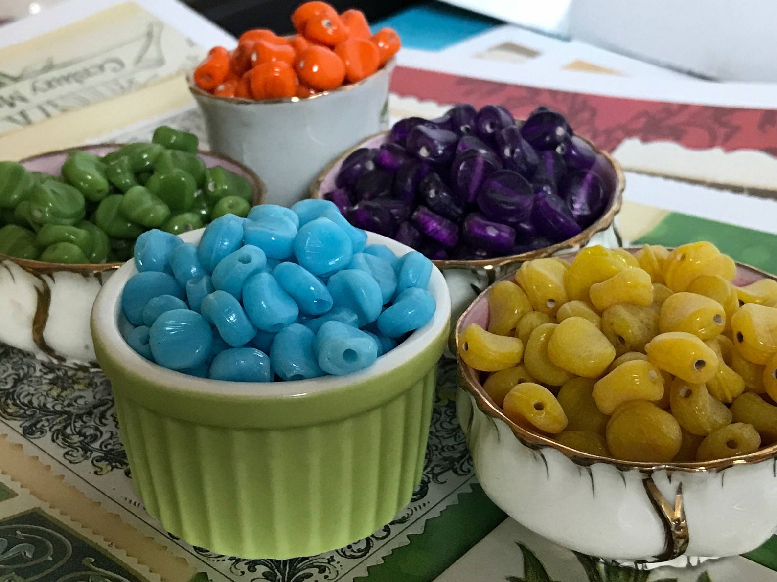 Vintage Glass Beads Vintage Kernel Beads Corn Beads Yellow - Etsy