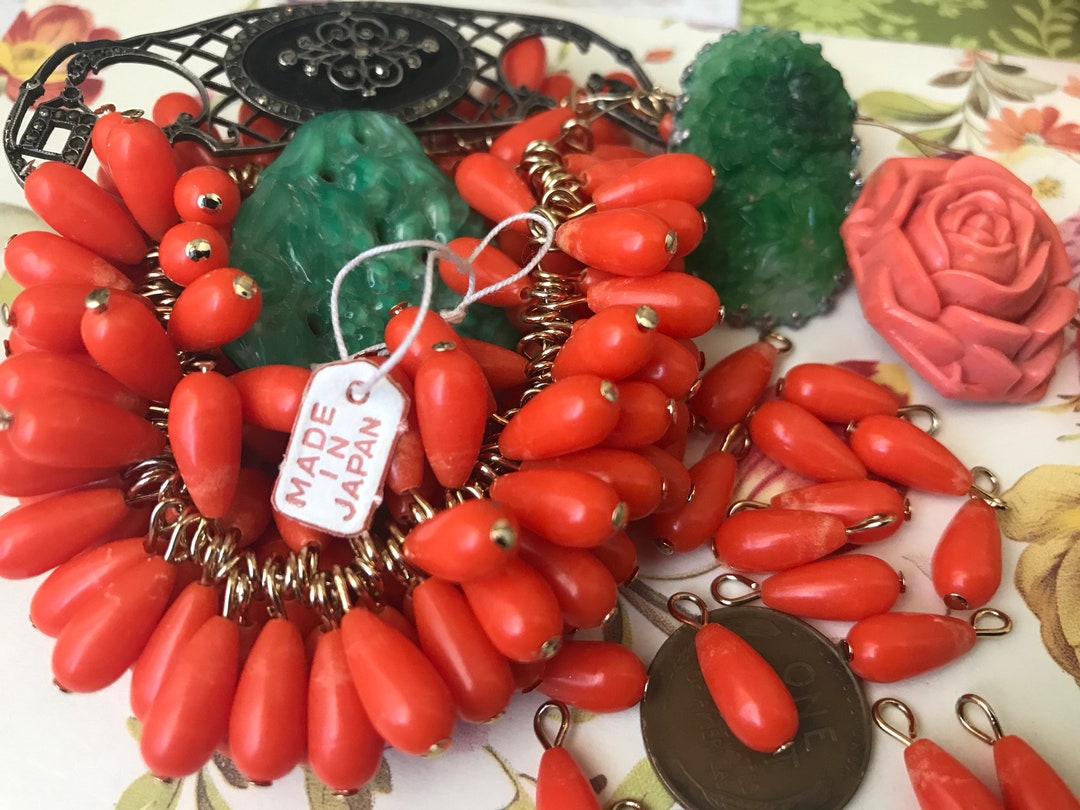 Vintage Orange Drops, Made in Japan, 6x13 or 4x7, Acrylic, 10 Pcs - Etsy