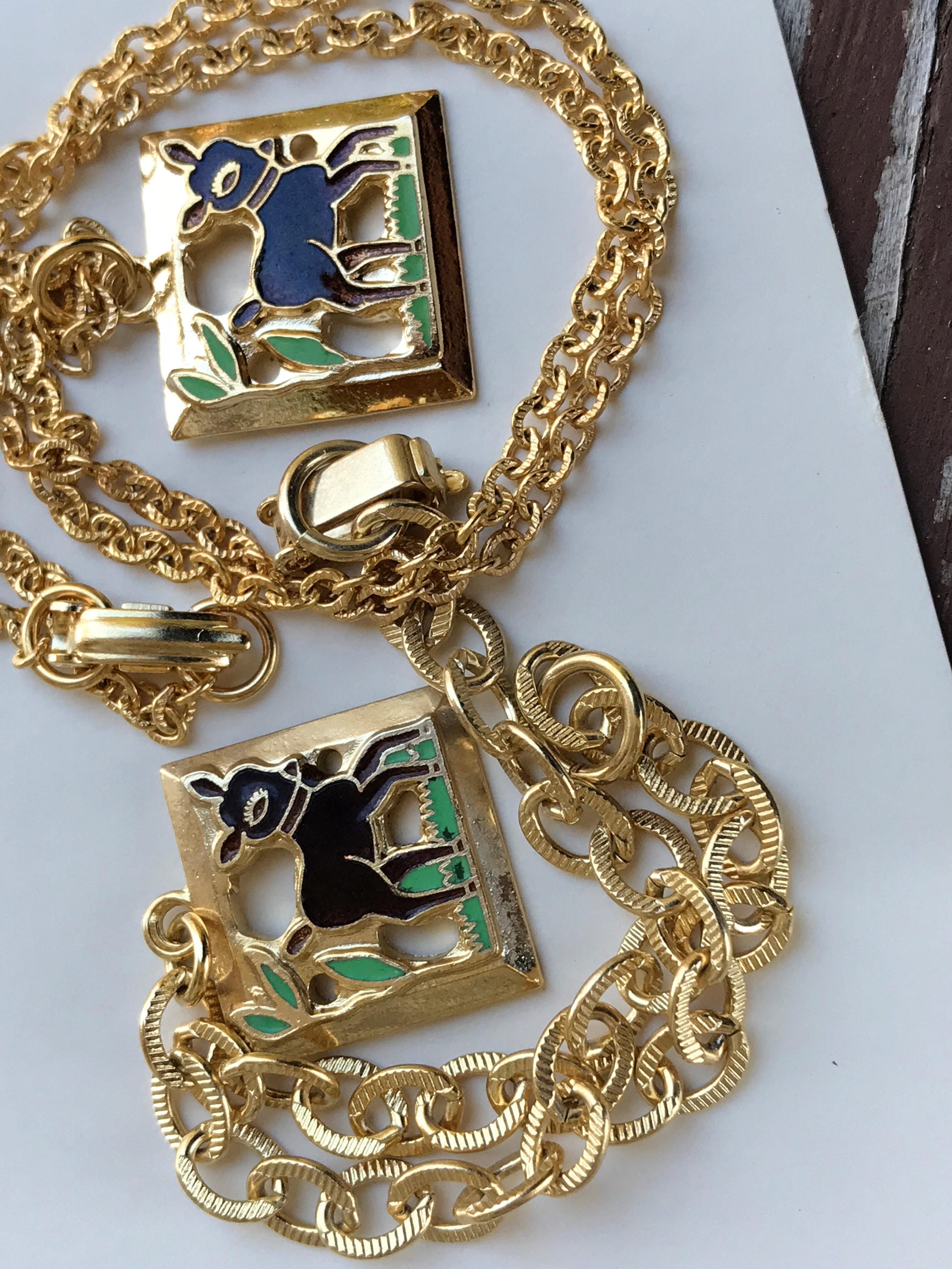 Twins Bracelet and Necklace Set, Emmons Set, Bambi Necklace, Deer ...