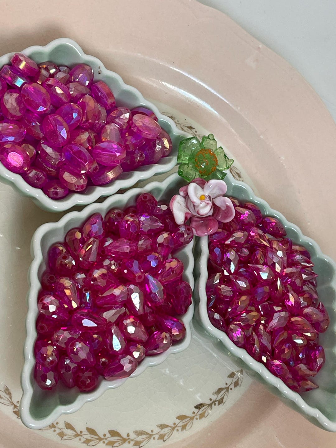 AB Fire Polished Beads - Hot Pink Glass Beads - Window Beads - Etsy