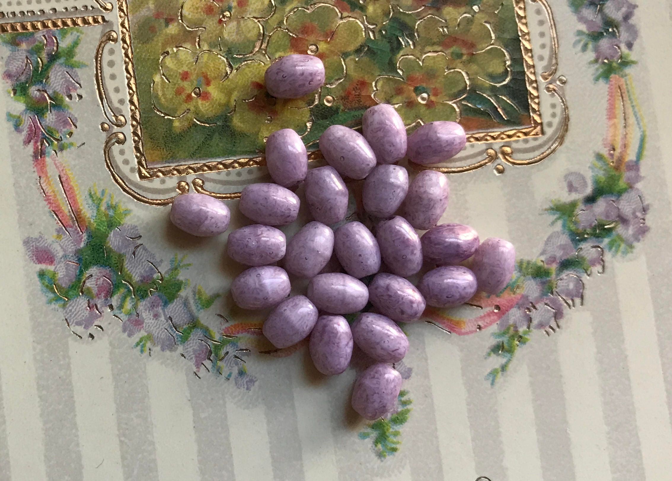 25 Vintage Glass Beads Rice Light Amethyst Old Rare Unusual | Etsy