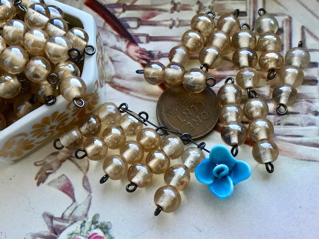 Vintage Glass Bead Connectors, Castlecore Jewelry, Taupe Beads, Brown ...