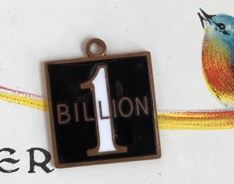 Vintage 1 Billion Charm Enameled Charm Square Charm Token | Etsy