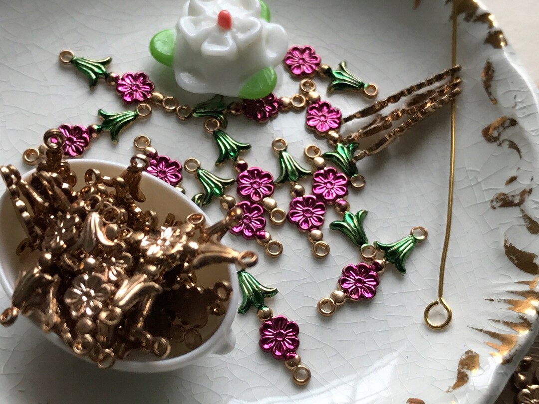 Vintage Brass Flower Connectors With Two Loops Tiny - Etsy