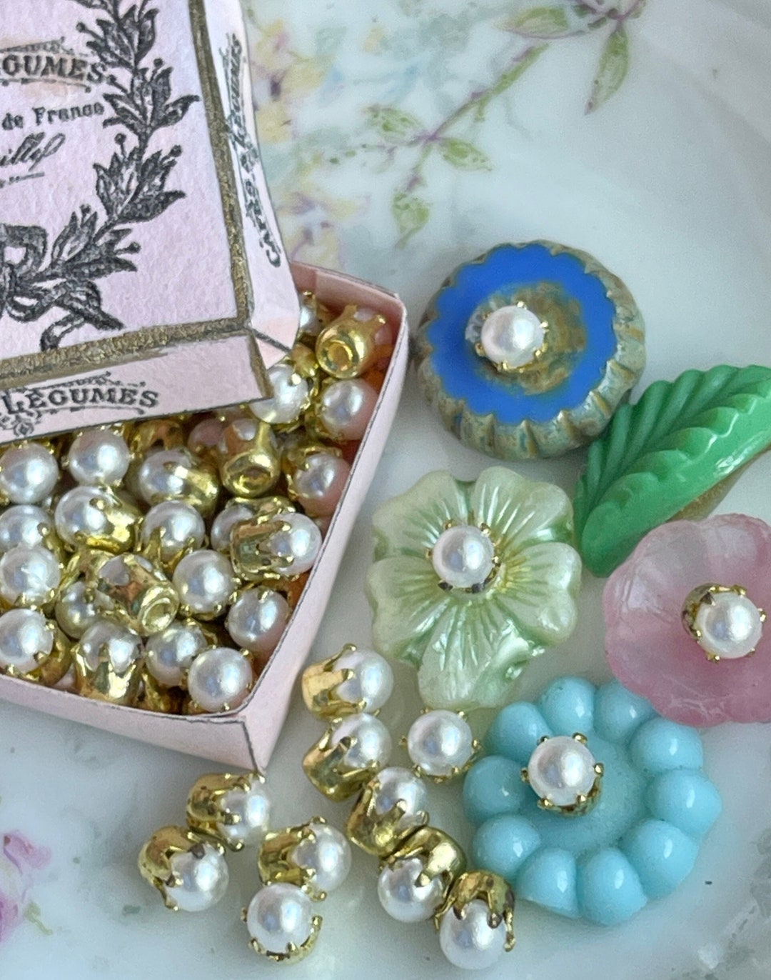 4mm Pearls in Plated Set, Tiffany Set, 12pcs, Victorian Pearls, Cottage ...