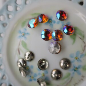 11mm Vintage Buttons Kit Titania Round Topaz Czech Rhinestone Button ...