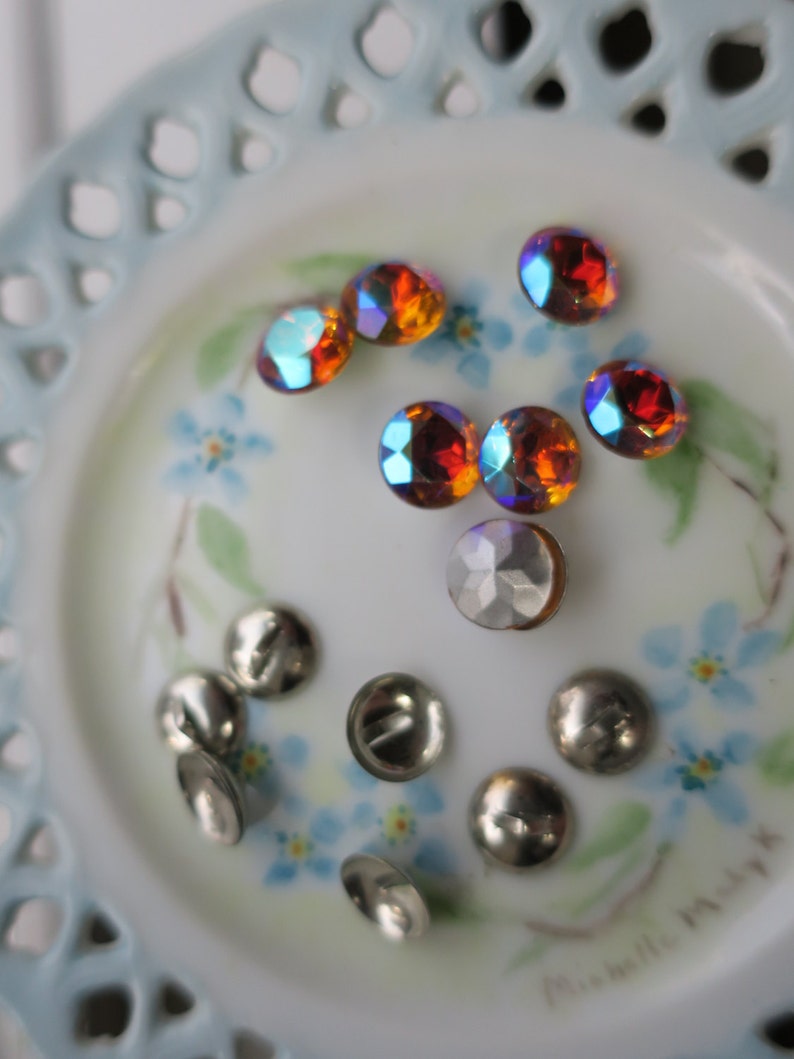11mm Vintage Buttons Kit Titania Round Topaz Czech Rhinestone | Etsy