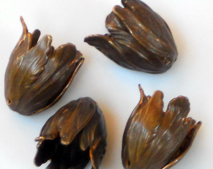 2 Vintage Christmas Bead Caps, Red and Gold Bead Caps, Large 22mm ...