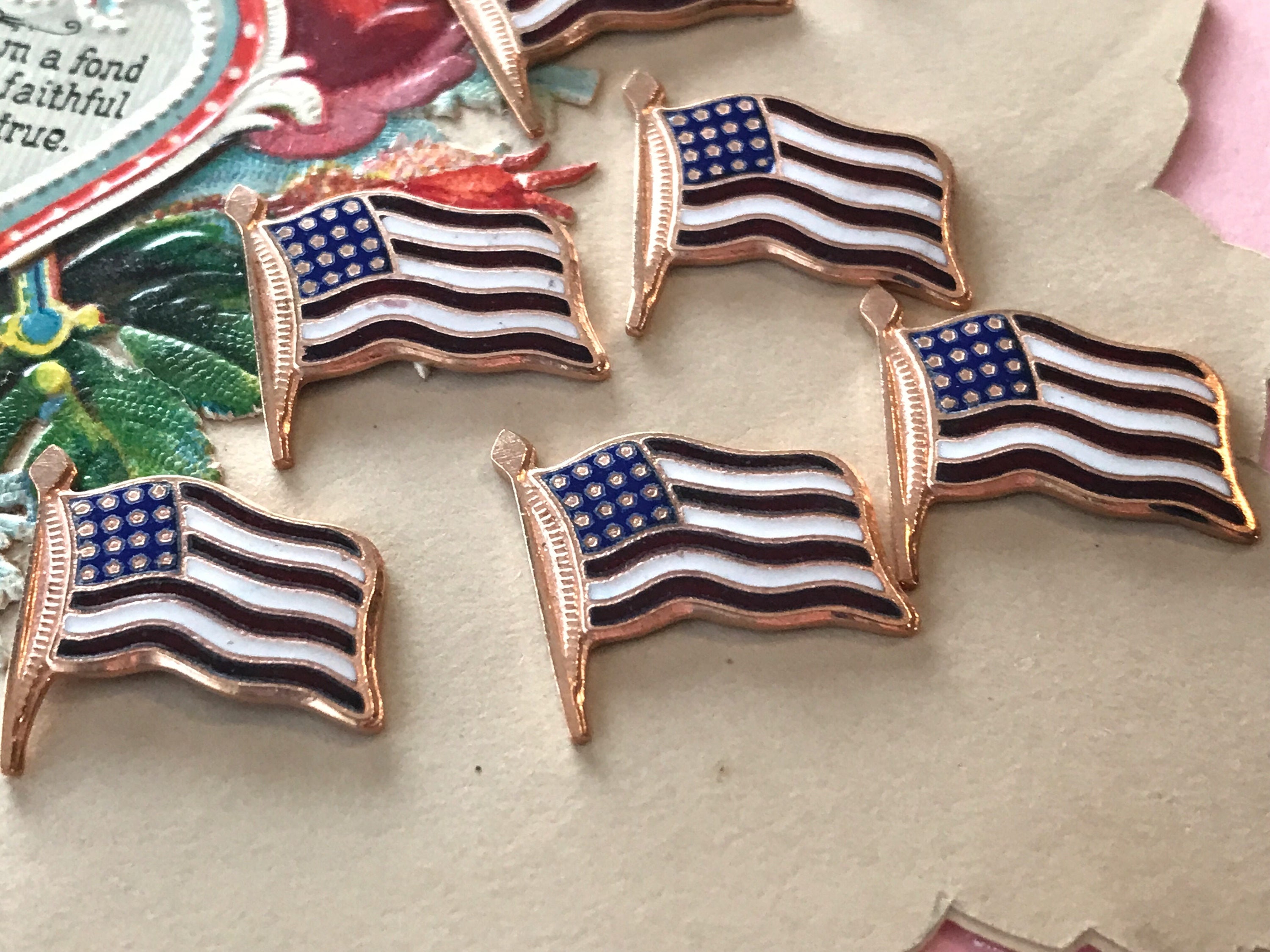 6 Vintage Enamel Flags MaKe America Great Again Enameled | Etsy