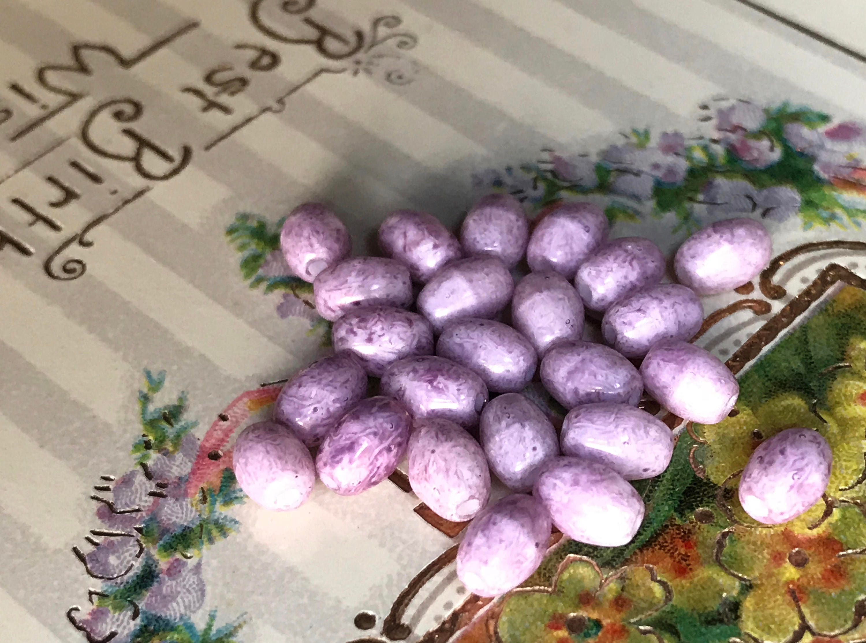 25 Vintage Glass Beads Rice Light Amethyst Old Rare Unusual | Etsy