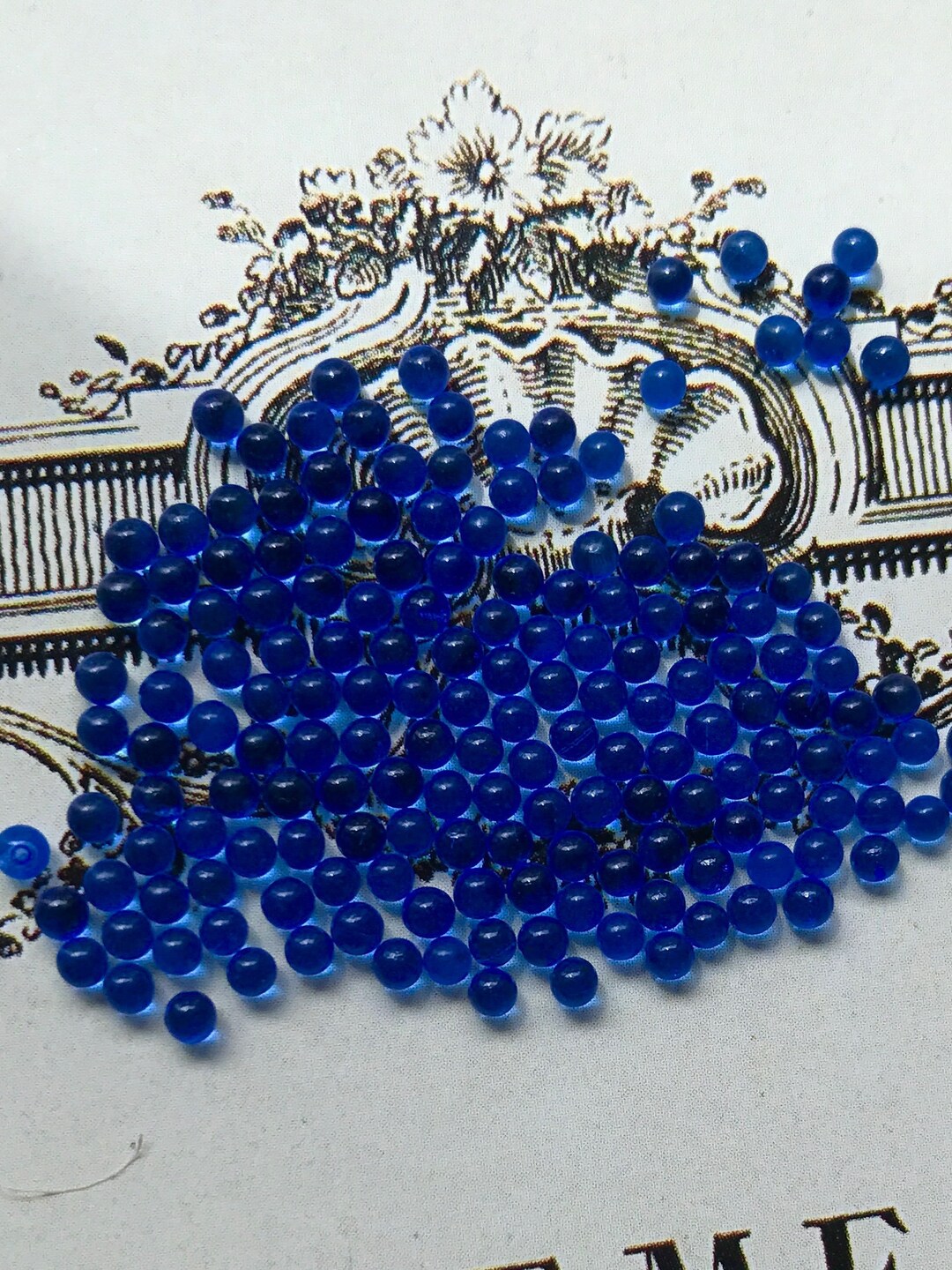 2mm Ballotini Balls, Vintage Undrilled Sapphire Beads, Solid Glass ...