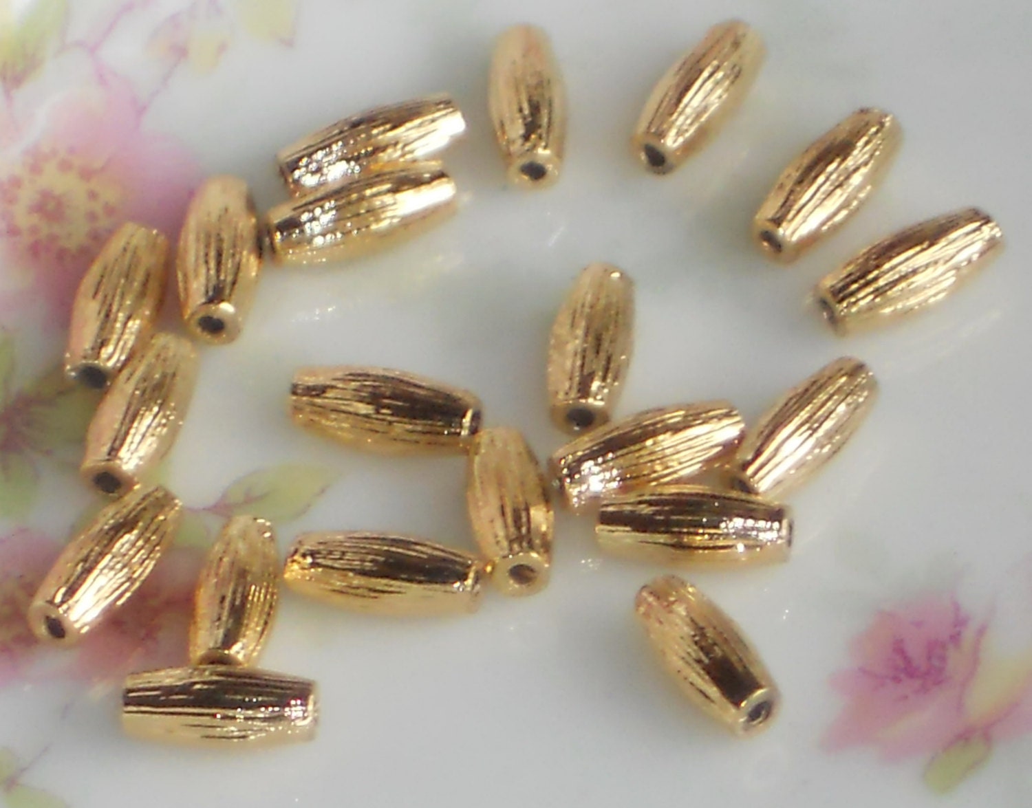 Vintage Brass Beadsrice Beads Ribbed Beads | Etsy