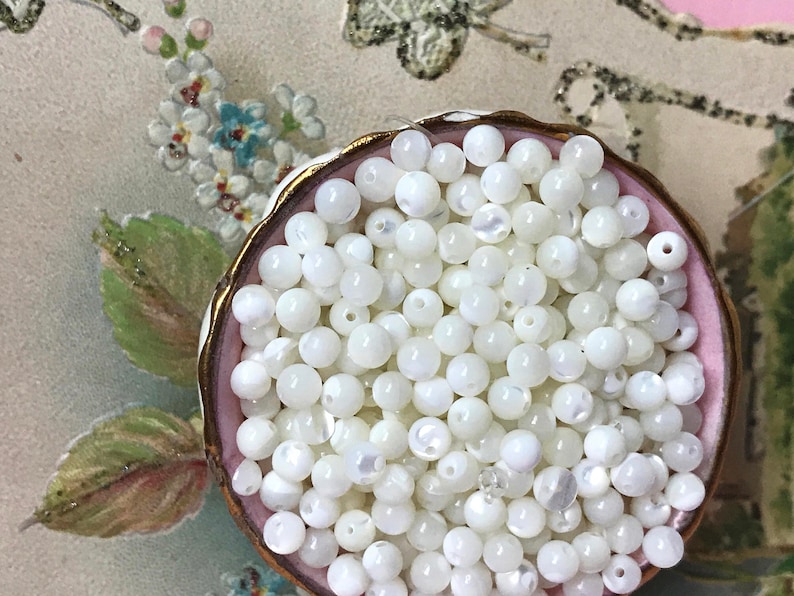 Vintage Mother of pearl beads MOP Beads 4mm Genuine | Etsy