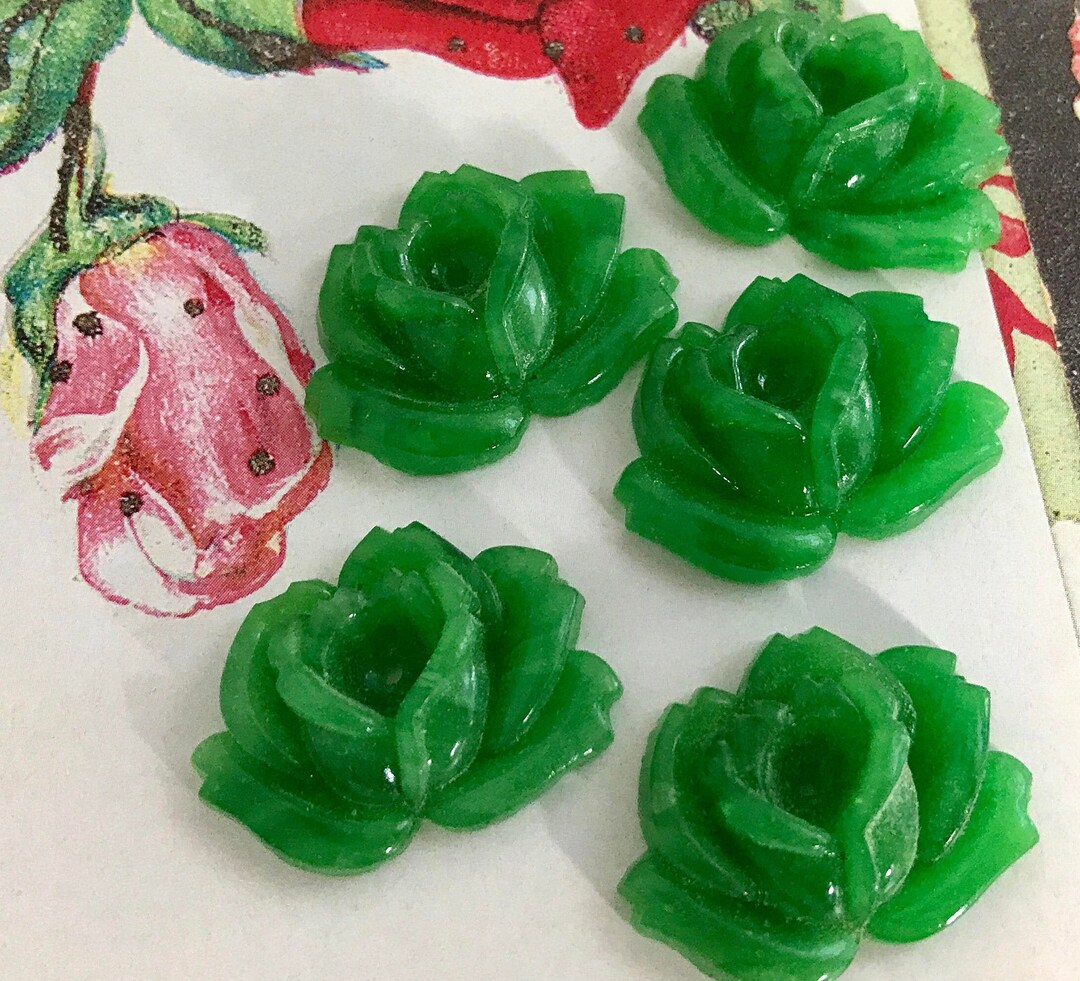 Jade Roses, Shabby Chic Roses, Vintage Jade Quartz, Rose Cabochons ...