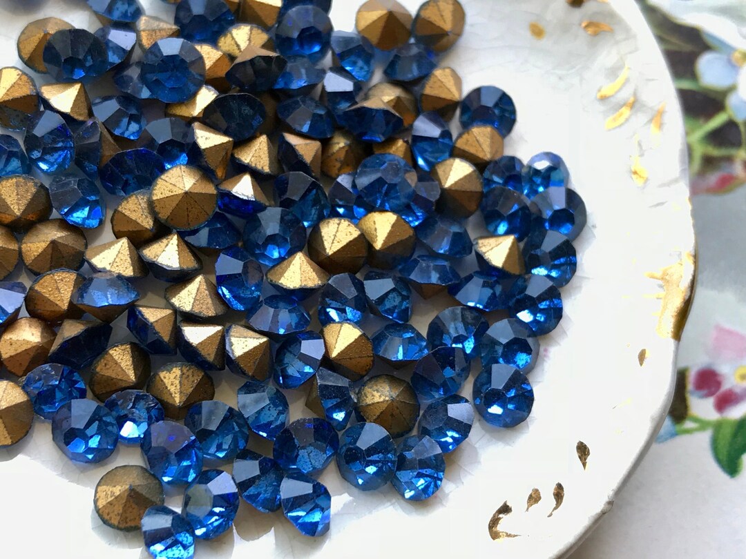 Vintage Rhinestones, 5mm Rhinestones, Sapphire Rhinestones, Blue ...
