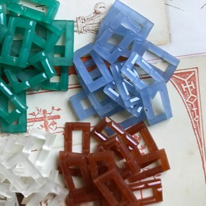 Vintage Glass Rectangle Hoops, Flat Back Loops, Rectangle Hoops, Rectangle Cabochons, Long ...
