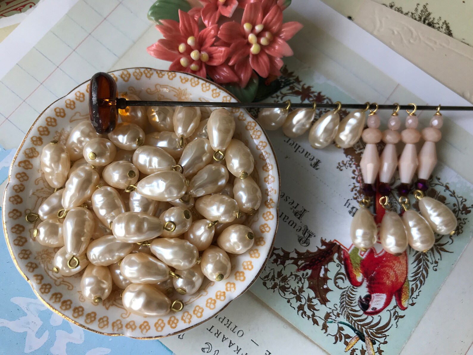 Baroque Pearls, PEARL Drops, VINTAGE Lucite Pearl Charms, Lucite Drops ...