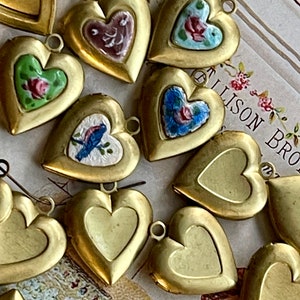 Vintage Heart Lockets, Enamel Locket, Gift for Her, Guilloche Locket ...