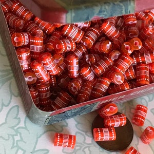 Vintage Red Tube Beads, Etched Beads, Acrylic Lace Beads, Unique Beads ...