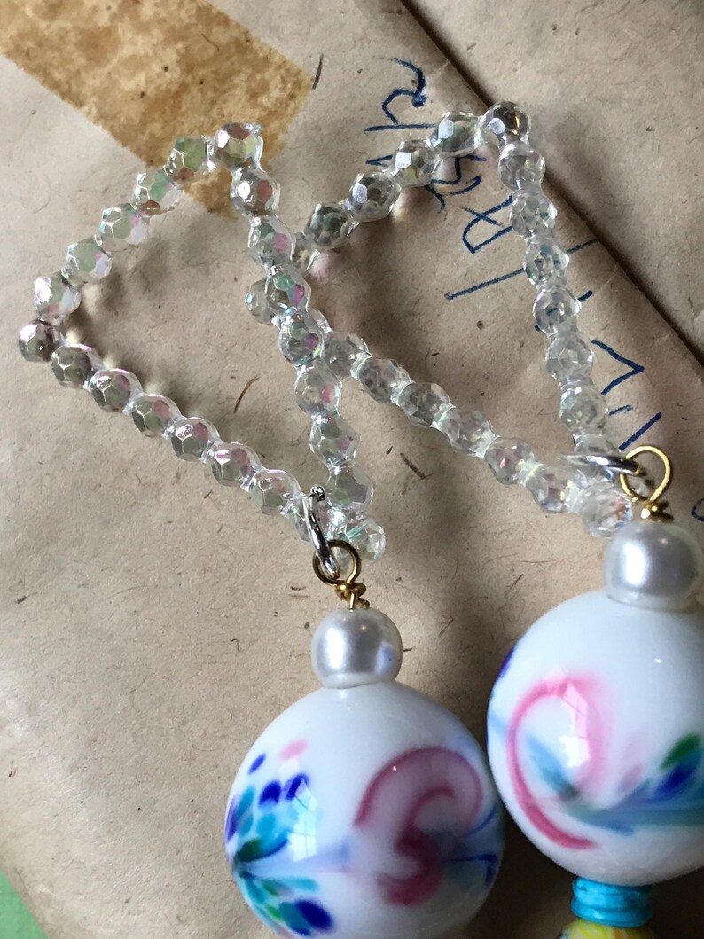 Triangle Hoops, Beaded Aurora Borealis Beads, Austria Beads ...