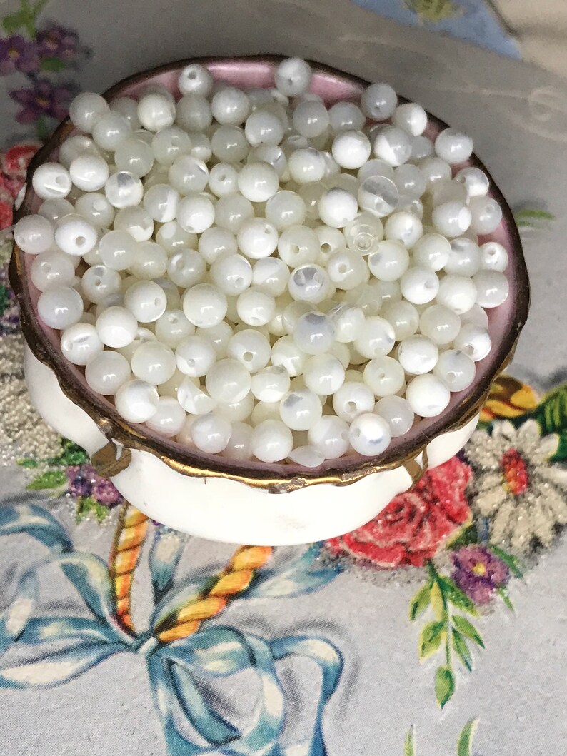 Vintage Mother of pearl beads MOP Beads 4mm Genuine | Etsy