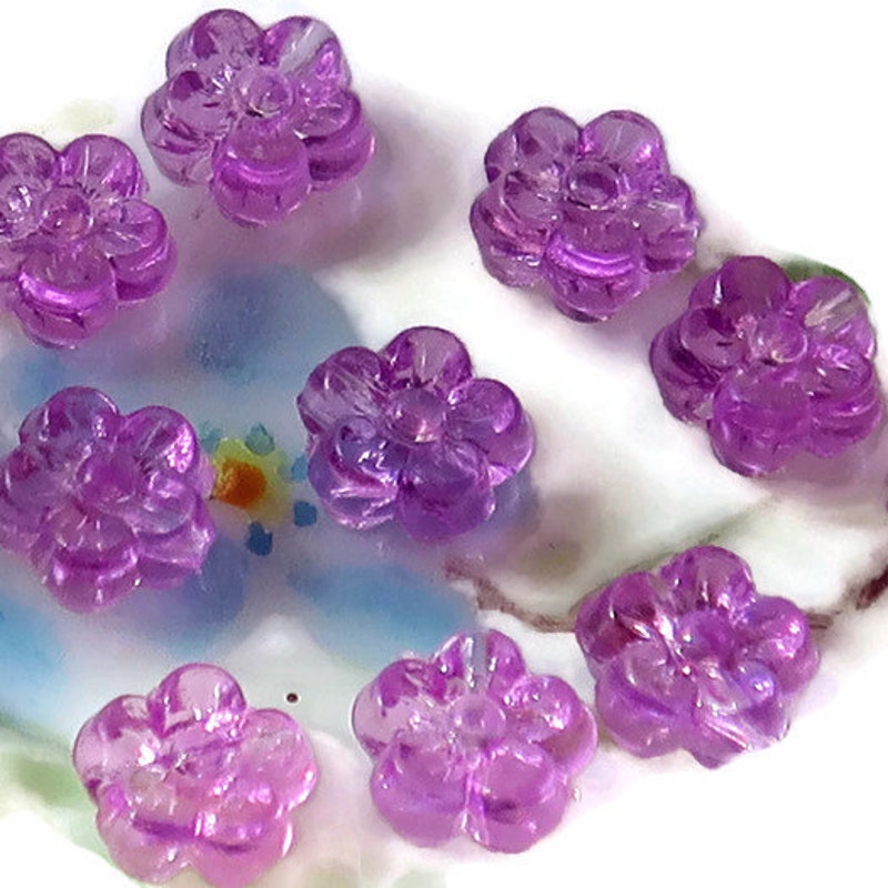 Purple Flower Beads - Etsy