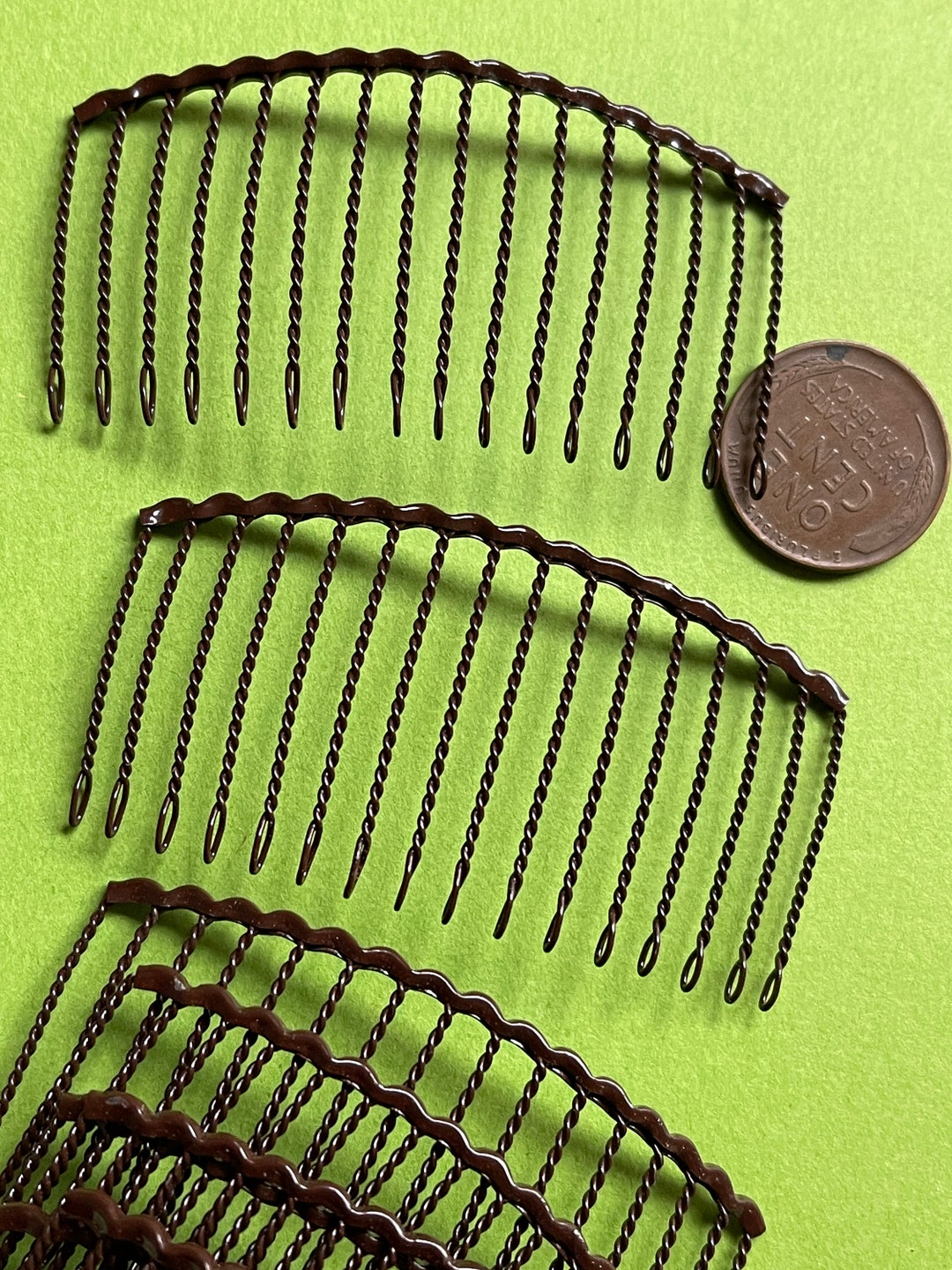 Vintage Combs Hair Enamel Brown Metal Wire Comb, Japan Hair Accessories ...