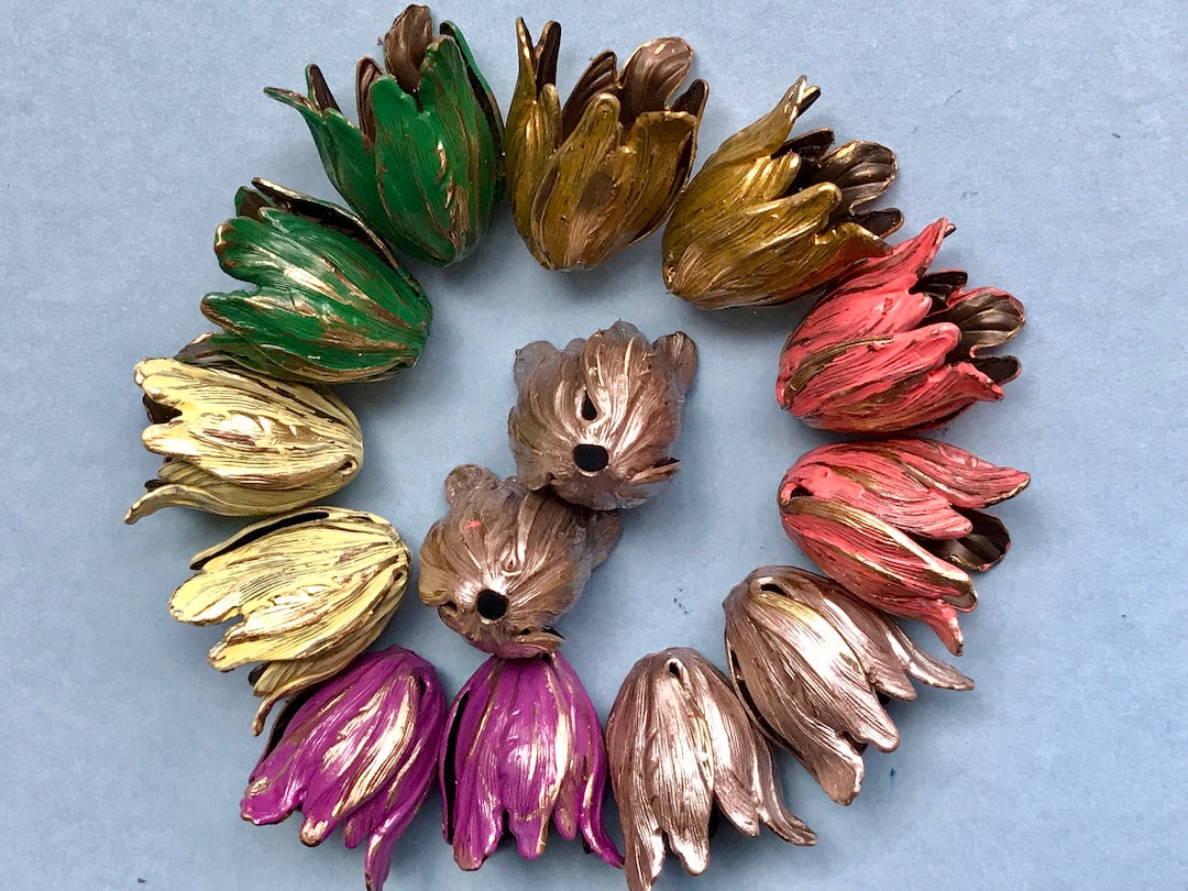 Patina Bead Caps, Vintaj Bead Caps, Leaf Bead Caps, Artsy Beads, Ultra ...