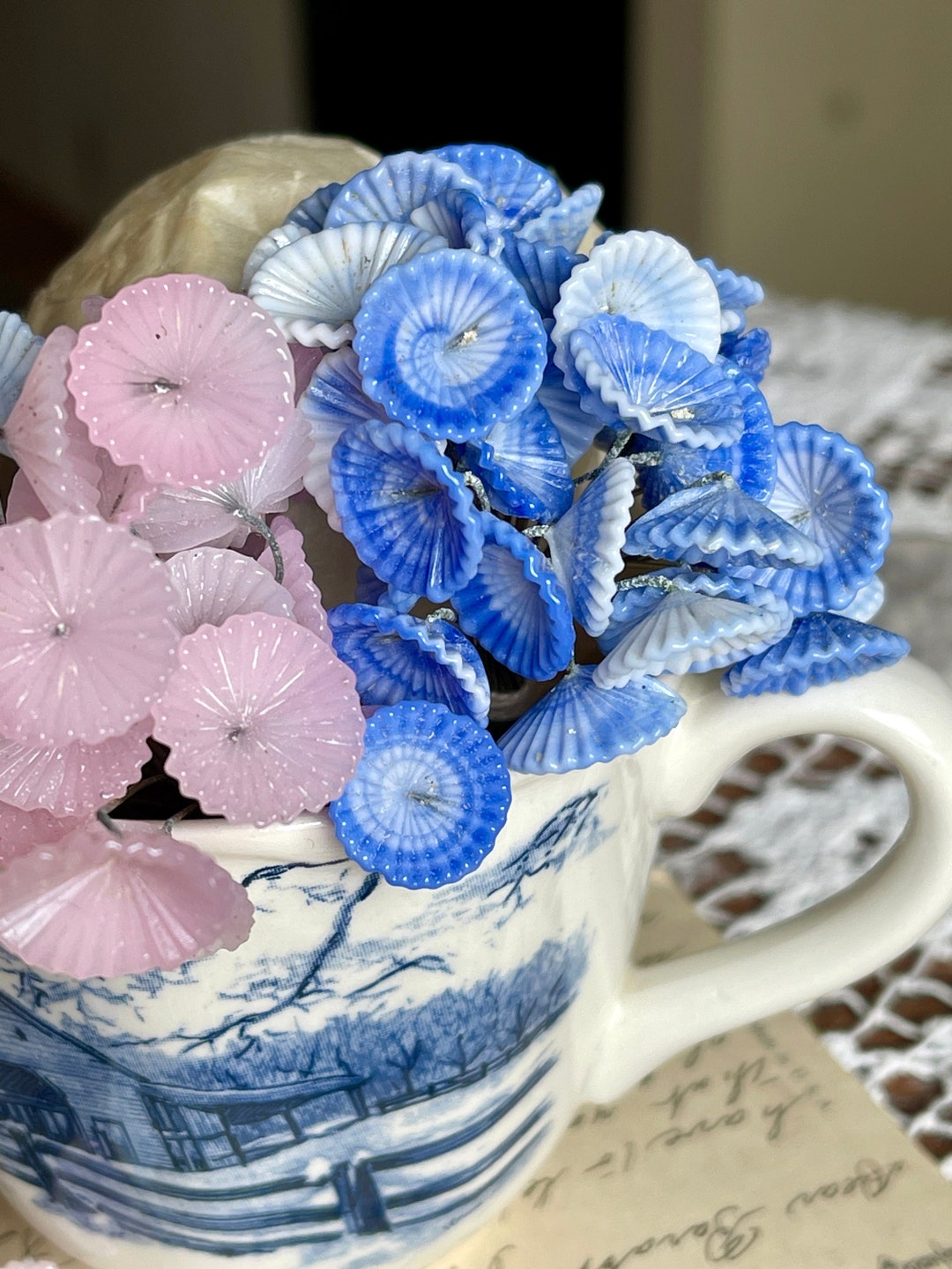 Glass Parasol on Wire, Stamens, 4pcs, 15mm, VINTAGE - Etsy