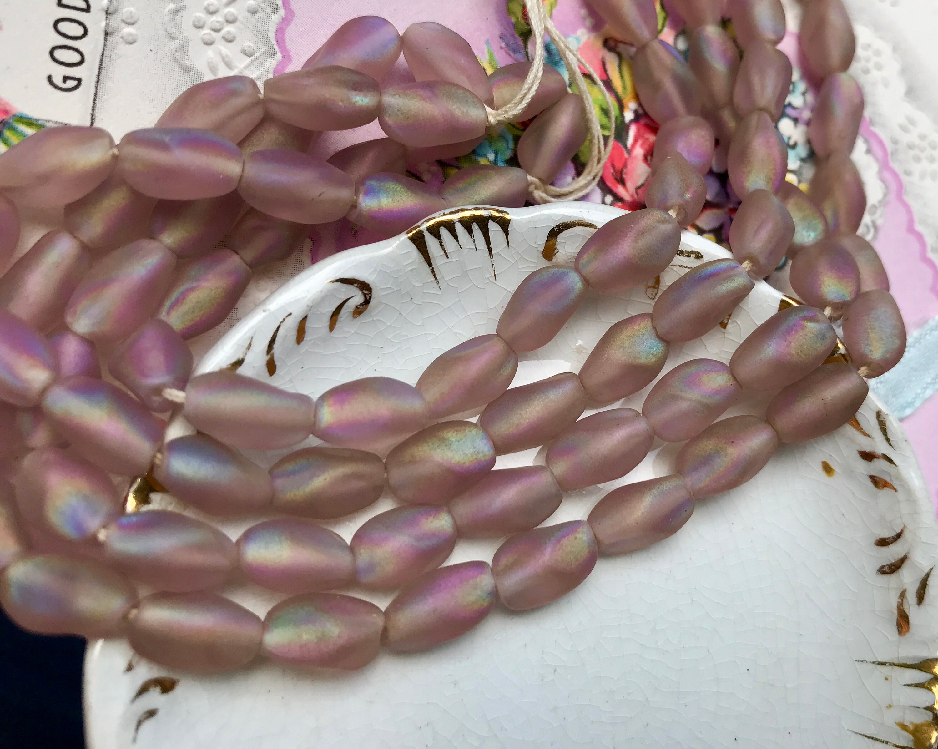 Vintage Pink Frosted Opal Glass beads Frosted Glass Opals | Etsy