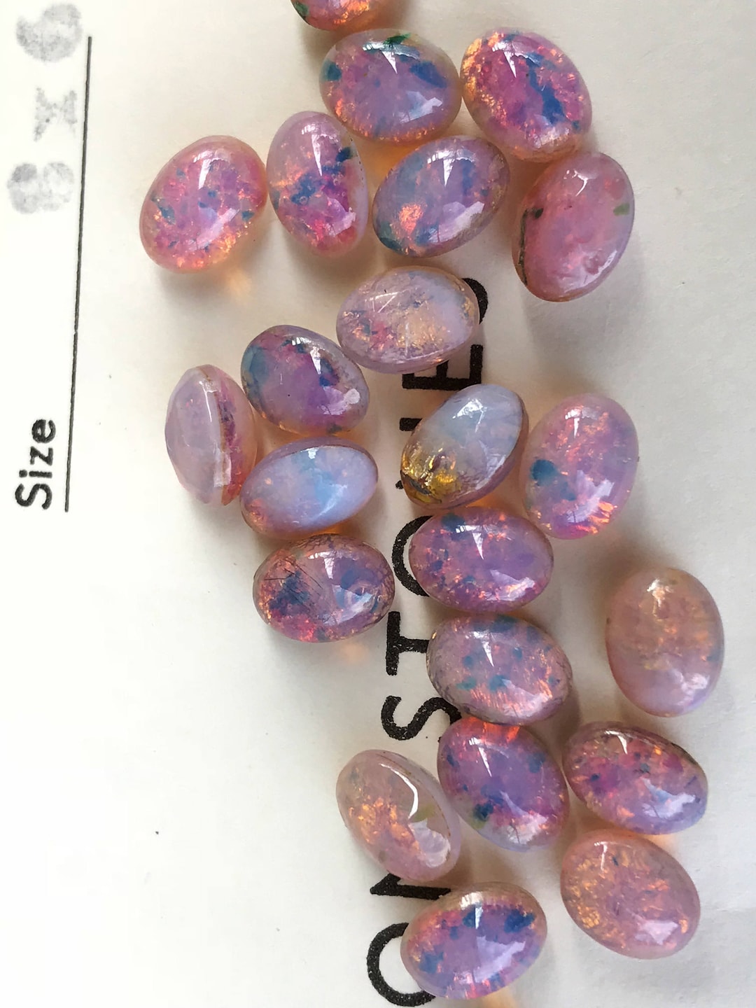 8x6, Pink Fire Opal, Opal Glass, Glass, Doublet, Harlequin, Pointed ...