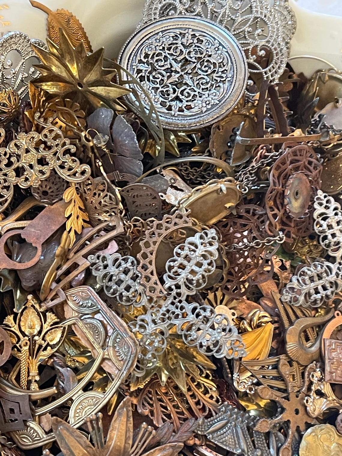 Vintage Brass Findings, 10pcs, Assemblage Lot, Stamping Lot, Brass ...