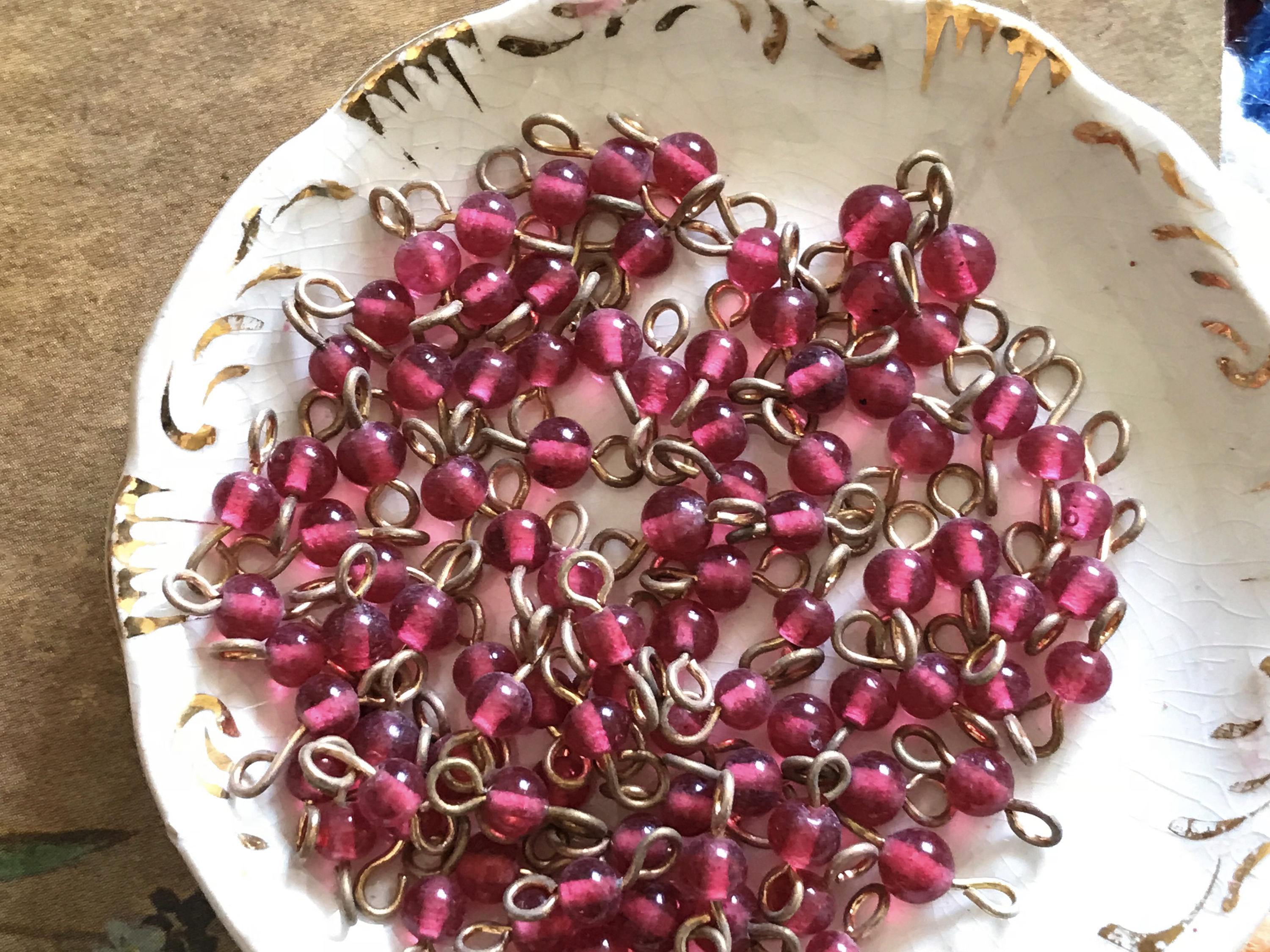 Vintage Glass bead Connectors Cranberry connectors red | Etsy