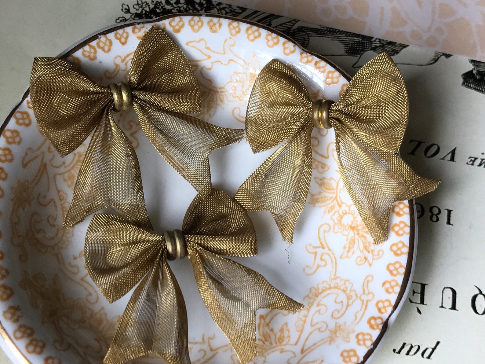 Brass Mesh Bows Vintage Assemblage Bow Embellishments | Etsy