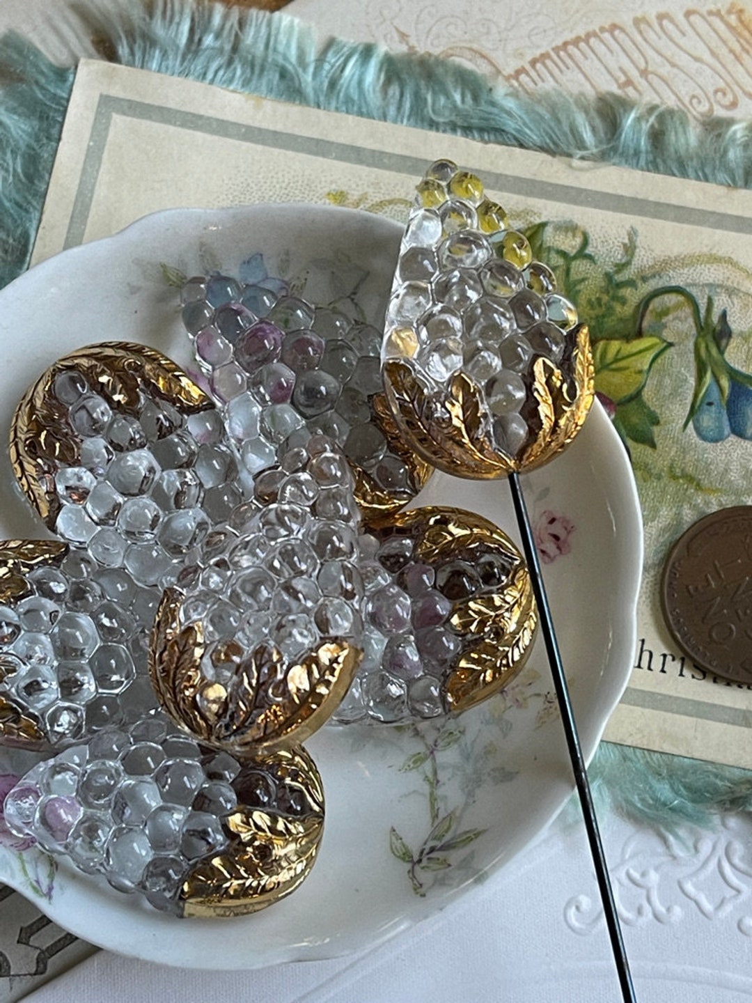 Vintage Hat Pin Topper, Glass Grape, 1pc, Castlecore Jewelry ...