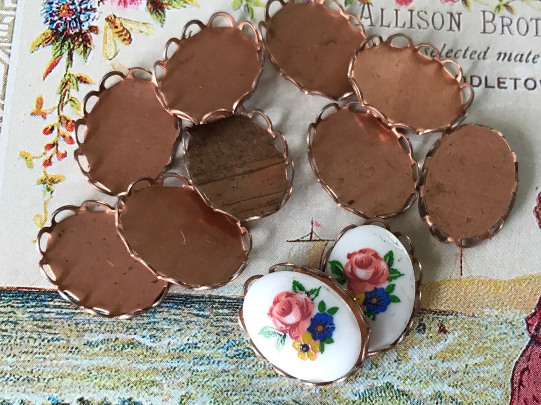 Vintage Copper Settings, 11x15mm, Cabochon Settings, Fits 10x14 ...