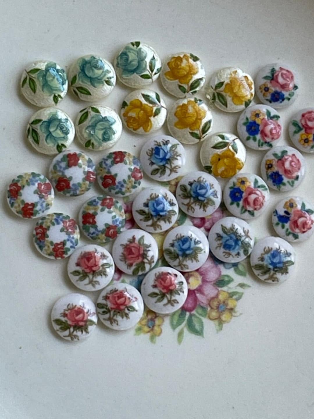 7mm Flower Cabochons, Vintage, 8pcs, Flowers Style, Cottagecore Jewelry ...