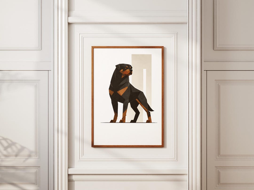 Rottweiler Minimalist Poster, Geometric Dog Wall Art, Scandinavian ...