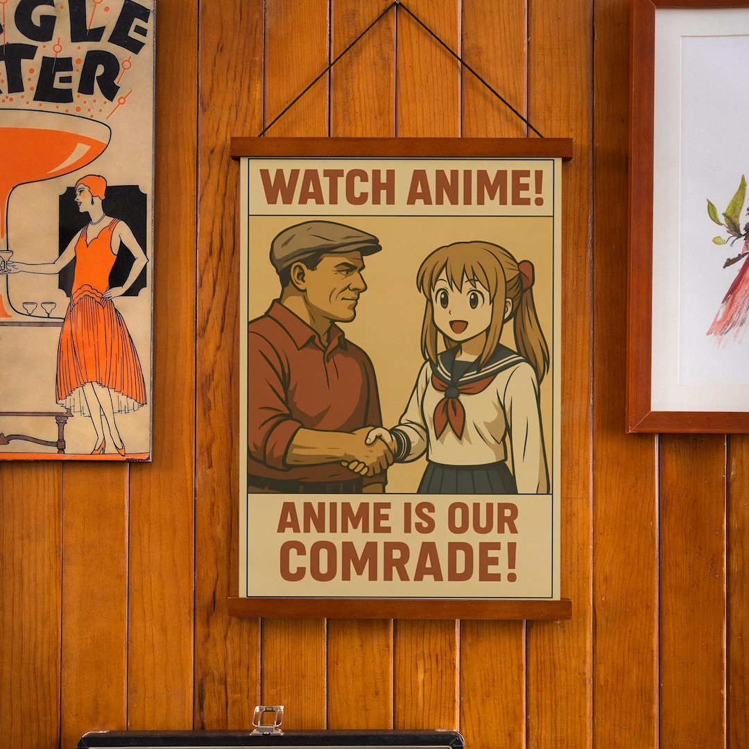 Anime Propaganda Poster – Funny Soviet Style Wall Art, Otaku and ...