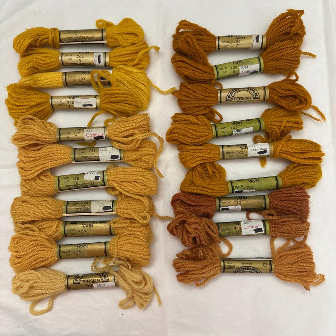 Vintage Paternayan Wool Persian Yarn Needlepoint Brown/yellow 8yd 20 ...