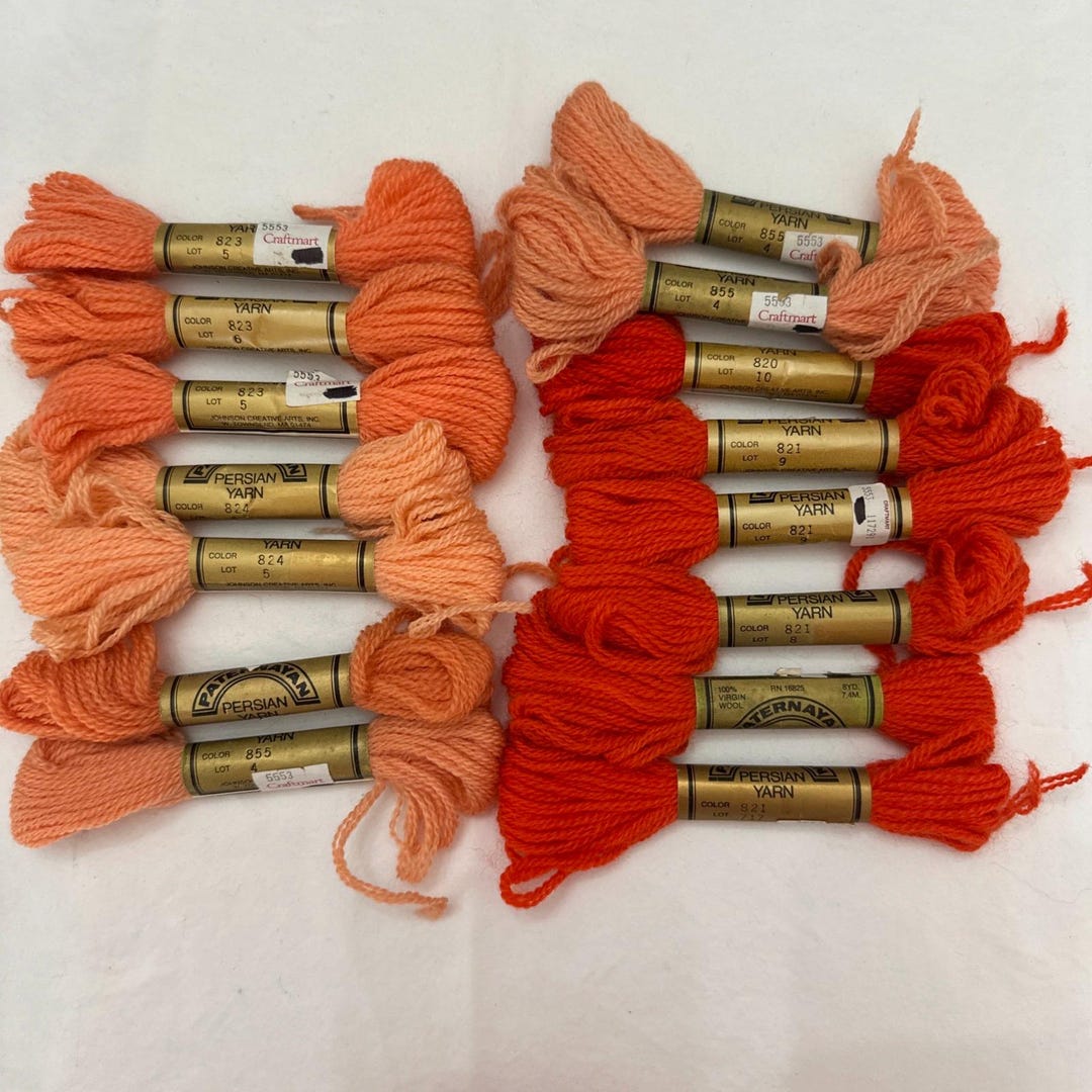 Vintage Paternayan Wool Persian Yarn Needlepoint Orange 8yd 15 Skeins ...