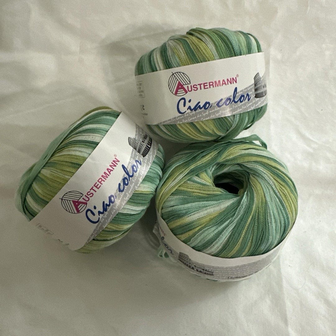 Vintage Austermann CIAO Color Ribbon Yarn Green Cotton Blend 3 Cakes - Etsy