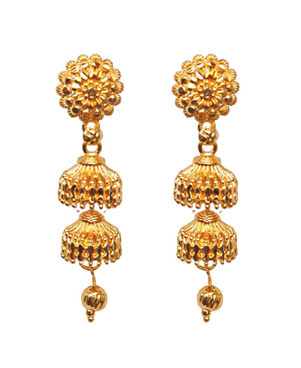 Big Gold Plated Jhumka, Indian Jewelry, Long Jhumka Earrings, Party ...