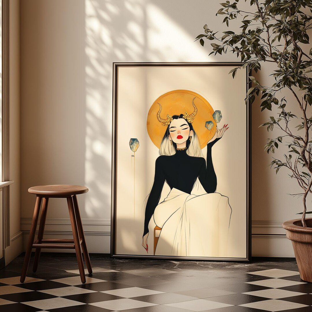 Taurus Zodiac Sign Wall Art Taurus Astrology Illustration Celestial ...