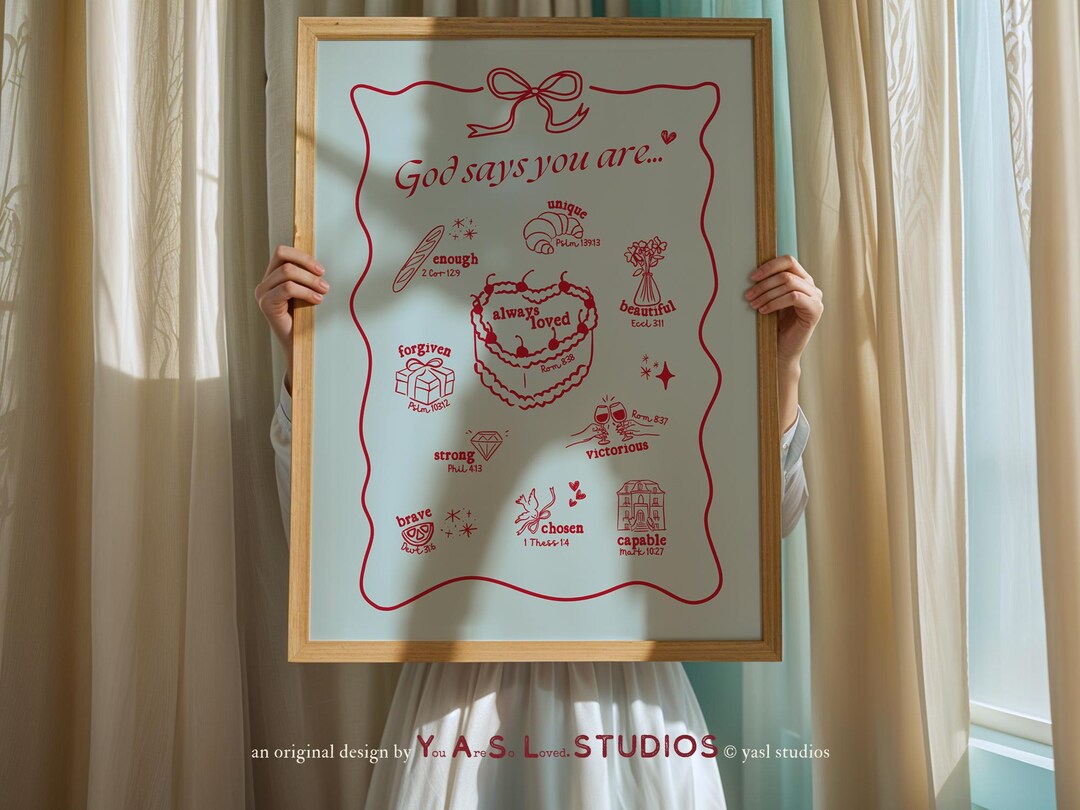 Christian Motivational Poster God Says You Are Wall Art Scripture Print ...